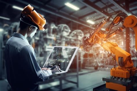 premium photo industrial engineer using ai to control robotics and