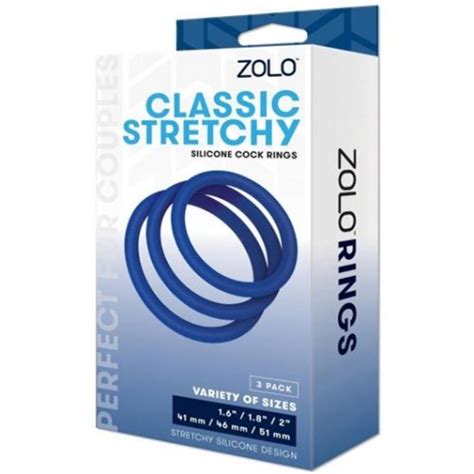 Zolo Classic Stretchy Silicone Cock Ring 3 Pack Blue Sex Toys At