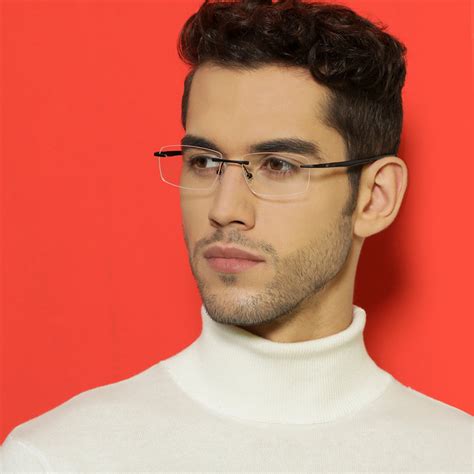 Black Rectangle Rimless Unisex Eyeglasses By Lenskart Air Online 134717