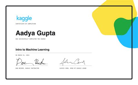 Aadya Gupta Completed The Intro To Machine Learning Course On Kaggle