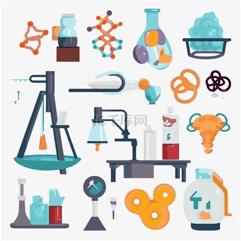 解决方案剪贴画科学卡通中物体和工具的各种插图 向量素材图片免费下载 千库网