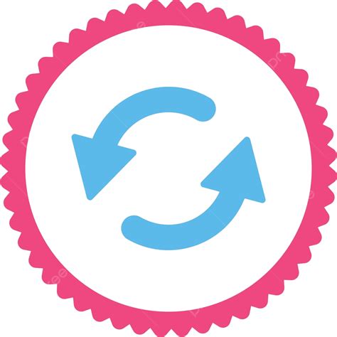 Round Stamp Icon In Pink And Blue Colors With Ccw Rotation And Refresh