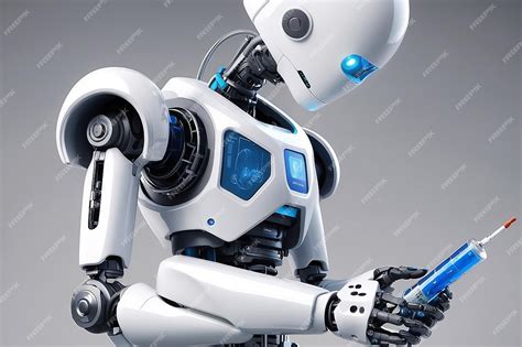 Premium Photo Robot Holding A Medical Syringe Robot Holding A Medical