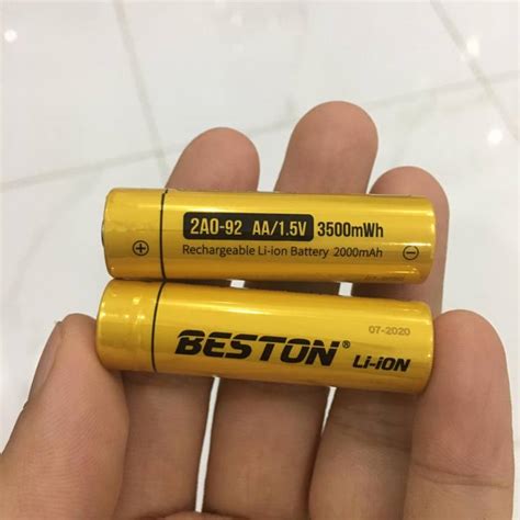 Bộ Pin tiểu sạc AA Beston chính hãng Dung lượng cao Pin Lithium Ion V hàng cao cấp Pin