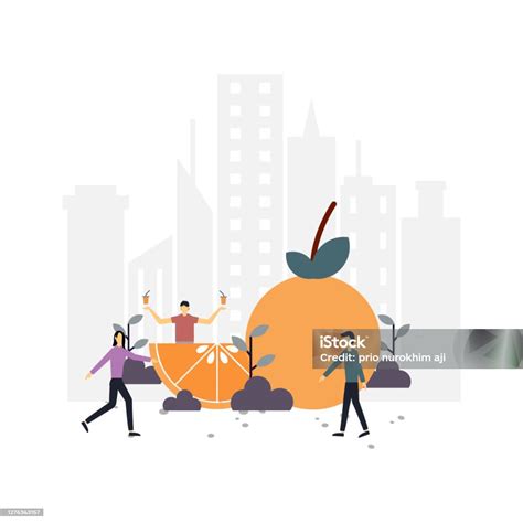 오렌지 과일 애호가 플랫 일러스트 벡터 디자인 방문 페이지 Ui 웹 사이트 모바일 앱 에디토리얼 포스터 전단지 기사 및 배너에 적합합니다 개념에 대한 스톡 벡터 아트 및