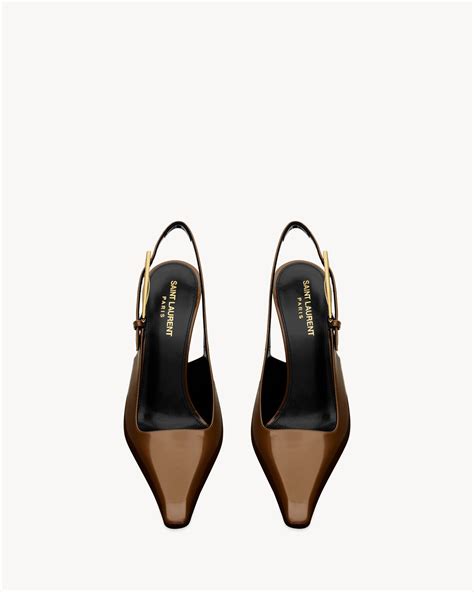 Lee Slingback Pumps In Glazed Leather Saint Laurent