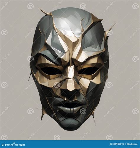Abstract Metal And Gold Geometric Style Mask Stock Illustration
