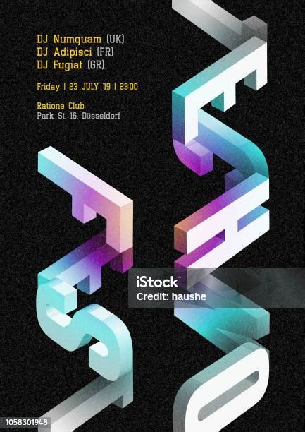 테크노 음악 페스트 벡터 어두운 포스터입니다 여름 축제 또는 나이트 클럽 파티 전단지 전자 Dj 음악 커버 아이소메트릭 이벤트 배경입니다 트렌디한 기하학적 도형입니다 수직