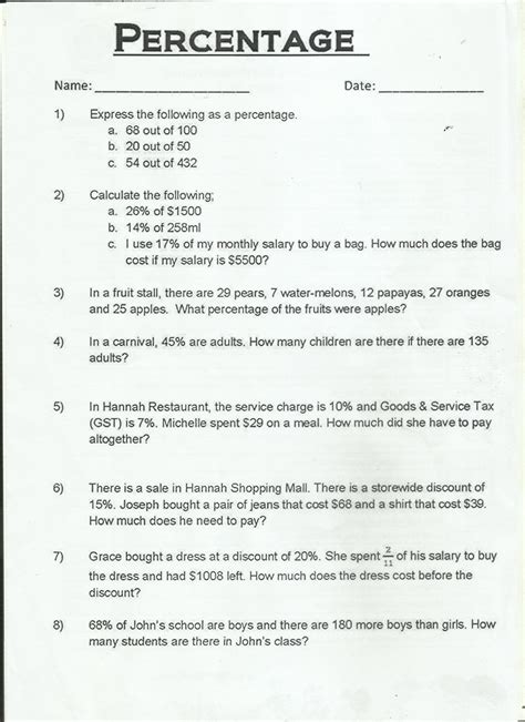 Percent Word Problems 6 Worksheets Worksheets Library