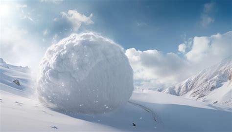 Premium Photo A Large Snowball Rolling Down A Hill In A Highly