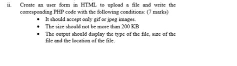 Solved Ii Create An User Form In HTML To Upload A File And Chegg