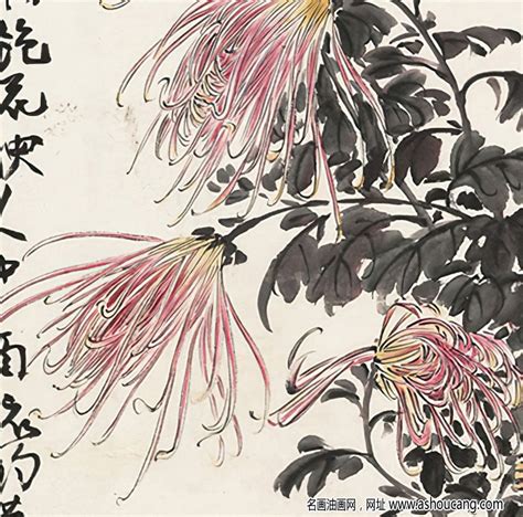 谢公展国画 菊花 6 高清大图下载 名画油画网