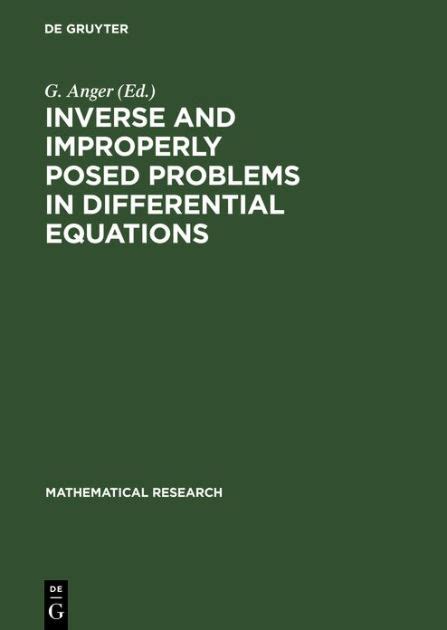 Inverse And Improperly Posed Problems In Differential Equations Proceedings Of The Conference