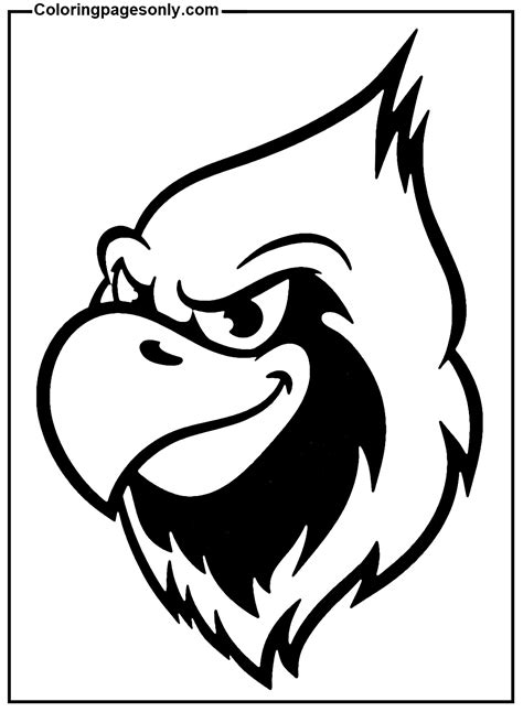 Cardinal Bird Cartoon Mascot Coloring Page Free Printable Coloring Pages