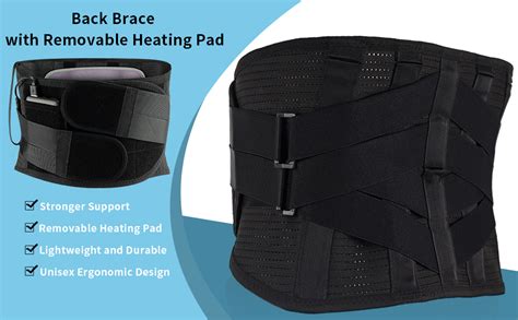 Heated Back Brace Wrap For Lower Back Pain Relief Lumbar Support With
