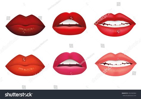 Female Lips Smile Mouth Kiss Vector Stock Vector Royalty Free 352330364