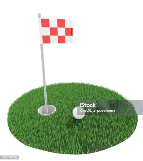 녹색 잔디 잔디에 깃발구멍 근처 골프 공 3d 일러스트레이션 골프에 대한 스톡 사진 및 기타 이미지 골프 구멍 기 Istock