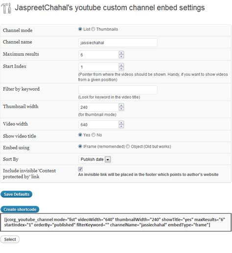 Wordpress Youtube Channel Embed Plugin Jaspreet Chahal