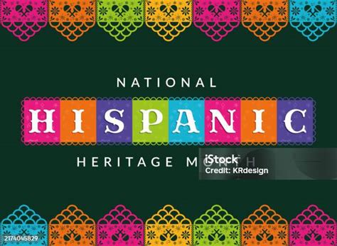 국가 히스패닉 유산의 달 배너 Papel Picado 벡터 National Hispanic Heritage Month에 대한 스톡 벡터 아트 및 기타 이미지