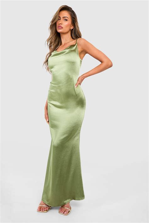 Dresses Satin Cowl Maxi Slip Dress Boohoo