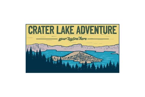 Crater Lake National Park Poster Design Royalty Free Vector