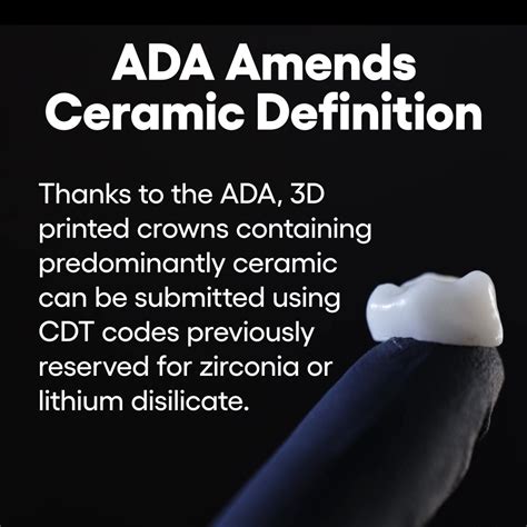A Win For 3d Printed Crowns The Ada Has Amended The Classification Of Materials Definition Of
