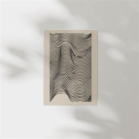 Optical Illusion Wavy Lines Art Print Modern Abstract Wall Decor Black And White Motion Poster