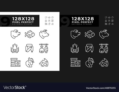 Grocery Store Pixel Perfect Linear Icons Set Vector Image