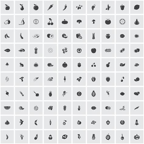 Premium Vector Fruit Vegetable Icons Set