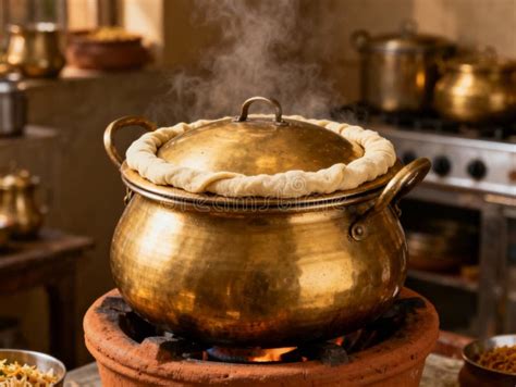 Traditional Pakistani Biryani Cooked Dum Style In A Heavy Brass Pot