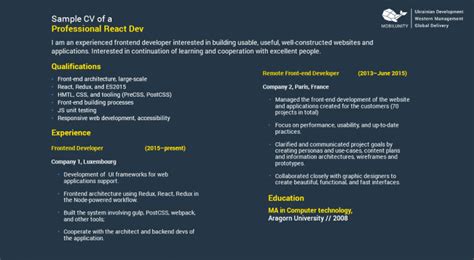 Junior ReactJS Developer Resume Samples React Resumes