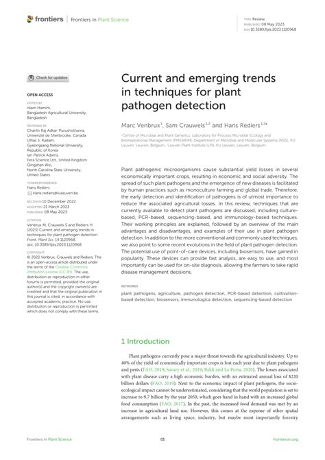 Pdf Current And Emerging Trends In Techniques For Plant Pathogen