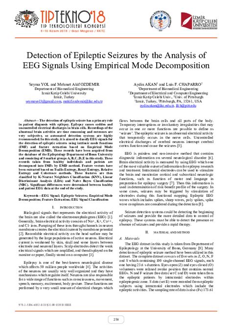 Pdf Detection Of Epileptic Seizures By The Analysis Of Eeg Signals
