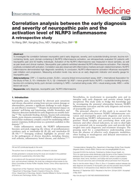 Pdf Correlation Analysis Between The Early Diagnosis And Severity Of
