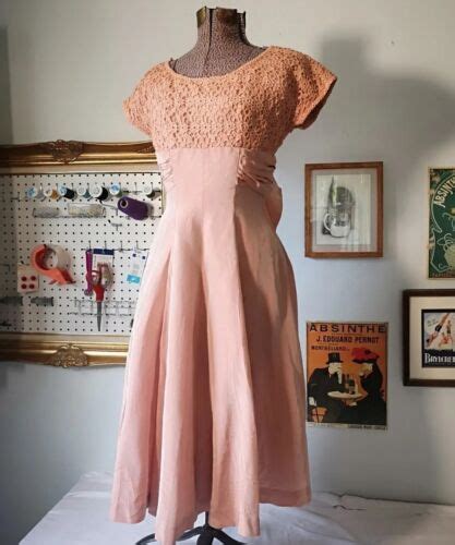 1950s 1960s Vintage Pink Dress Taffeta Prom Midcentur Gem