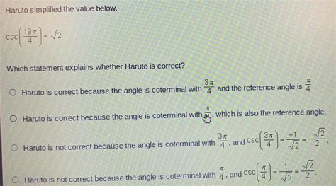 Answered Haruto Simplified The Value Below Csc 19 2 Which Statement Kunduz