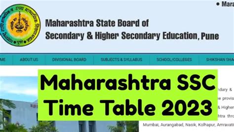 Maharashtra Ssc Time Table 2023 Date Sheet Pdf Download