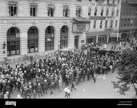 Crowd Following Major League Baseball Scoreboard Outside Washington Star Newspaper Building
