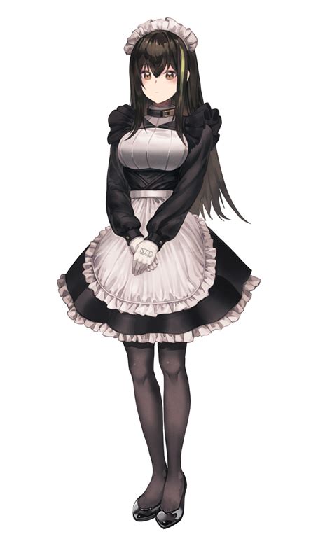 Safebooru 1girl Alternate Costume Apron Black Dress Black Eyes Black
