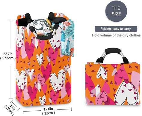 Basket Laundry Valentines Day Love Orange Stylish Hearts Collapsable