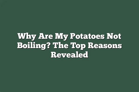 Why Are My Potatoes Not Boiling The Top Reasons Revealed