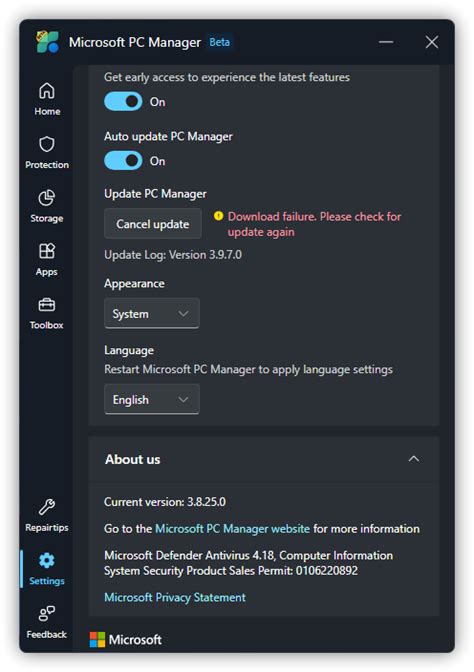 Main Program Usage Issues Microsoft Pc Manager Docs