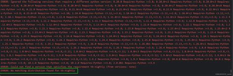 Error No Matching Distribution Found For Tb Nightly