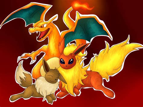 Charizard Eevee And Flareon Together By Kyuubi Youko On Deviantart