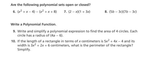 Solved Are The Following Polynomial Sets Open Or Closed 6
