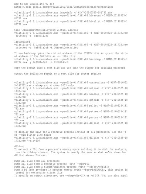 Volatility Commands Pdf