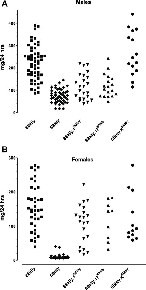 Urinary Protein Excretion In Male A And Female B Consomic Strains
