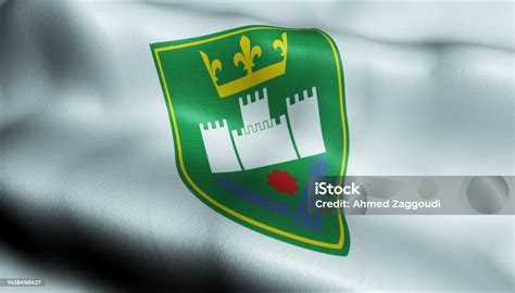 Visoko의 흔들리는 보스니아 헤르체고비나 도시 국기의 3d 그림 3차원 형태에 대한 스톡 사진 및 기타 이미지 3차원