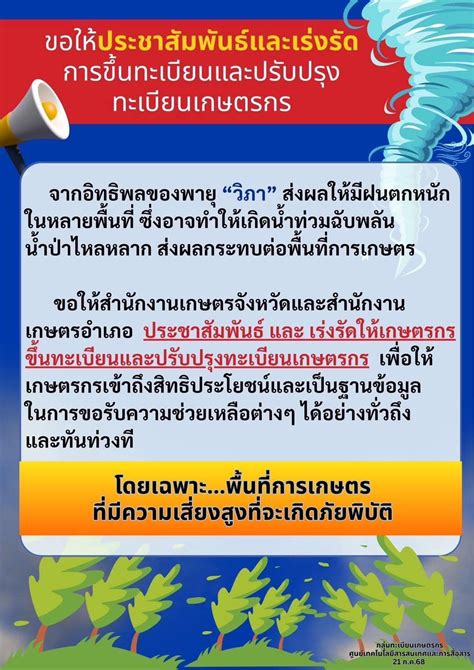 สำนักงานเกษตรจังหวัดพะเยา 📣อย่าลืมมาขึ้นทะเบียนและปรับปรุงทะเบียนเกษตรกรกันนะคะ การขึ้นทะเบียน