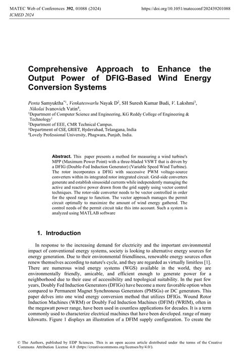 Pdf Comprehensive Approach To Enhance The Output Power Of Dfig Based Wind Energy Conversion